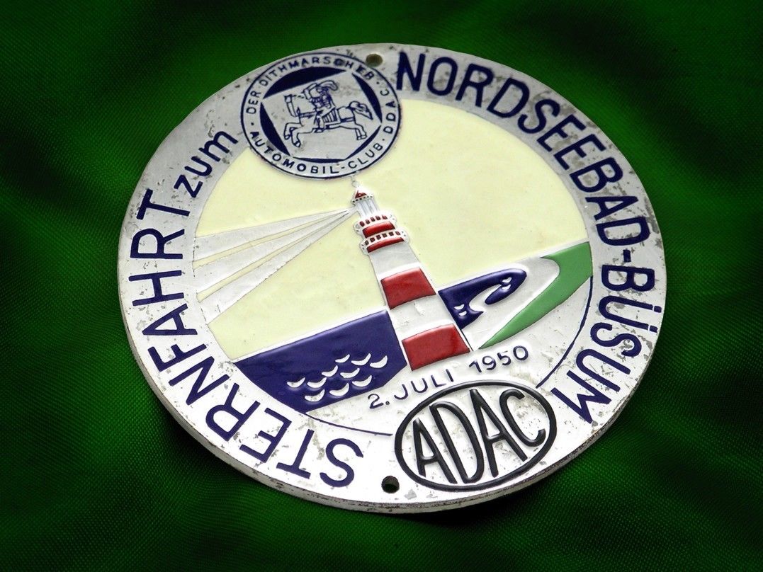 Old German ADAC Badge Plakette Büsum Rally North Sea 1950 Porsche VW ...